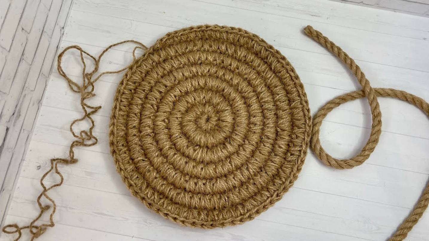 💡Идеально ровный круг 💡с обвязкой каната и без подсчета петель💡подставка под горячее