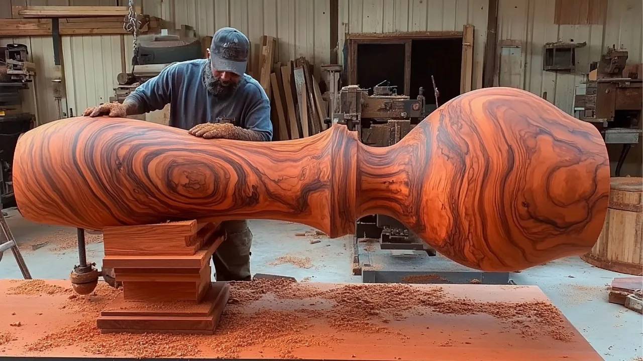 Мастер по обработке древесины превращает ОГРОМНОЕ бревно секвойи в ШЕДЕВР