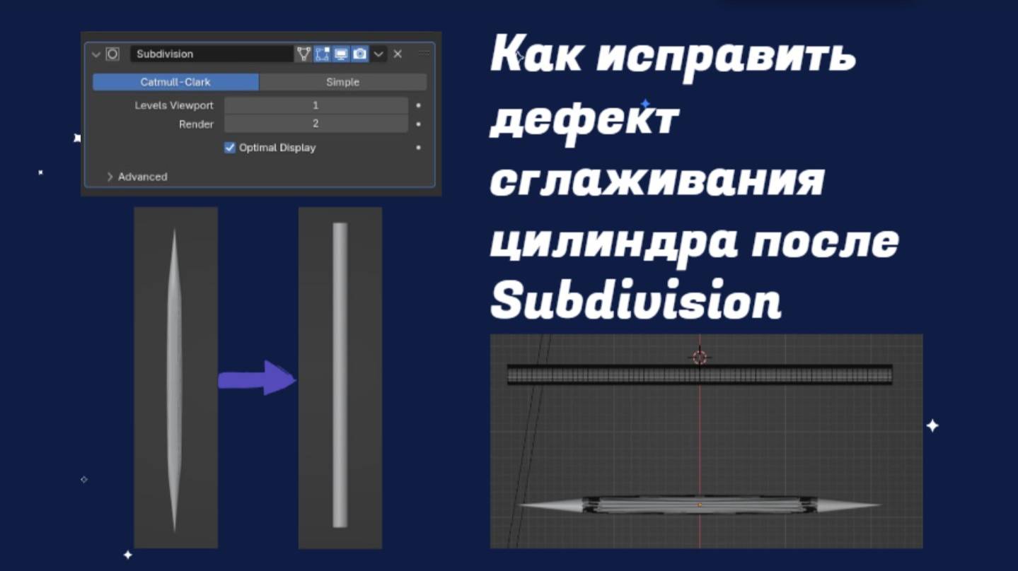 Как исправить дефект сглаживания цилиндра после Subdivision | Blender 3D | 3d моделирование