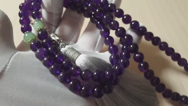 Мала 108 из аметиста и нефрита