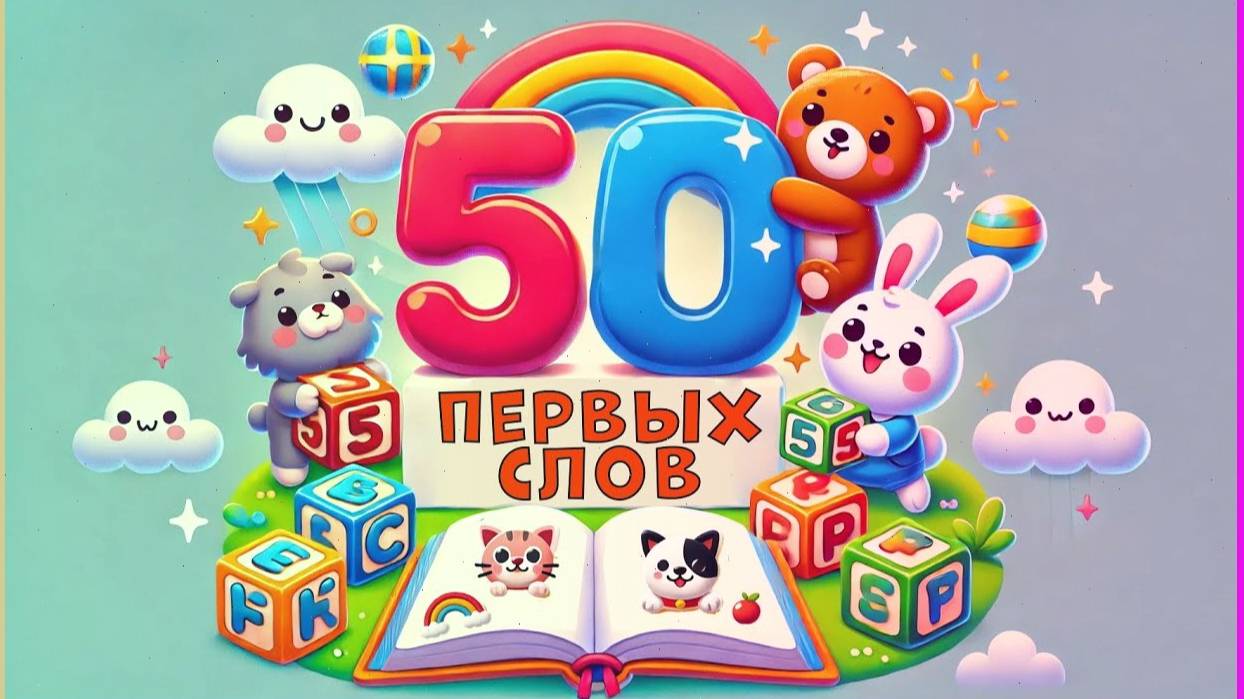 Развивающие мультики. 🌟 50 первых слов для малышей! Мультики для детей и малышей