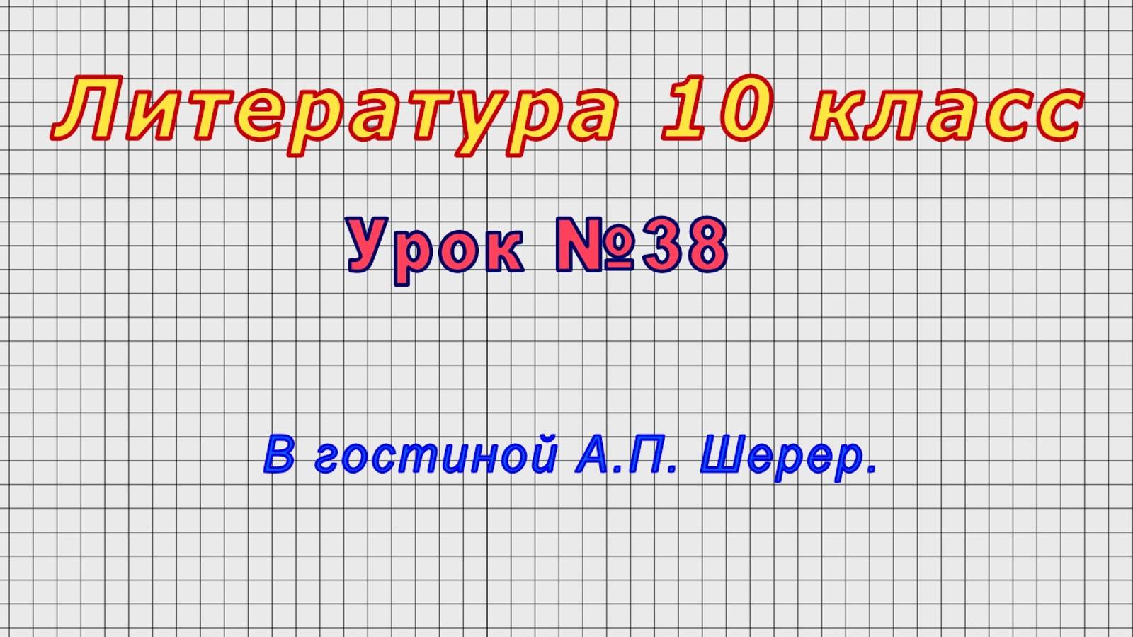 Литература 10 класс (Урок№38 - В гостиной А.П. Шерер.)