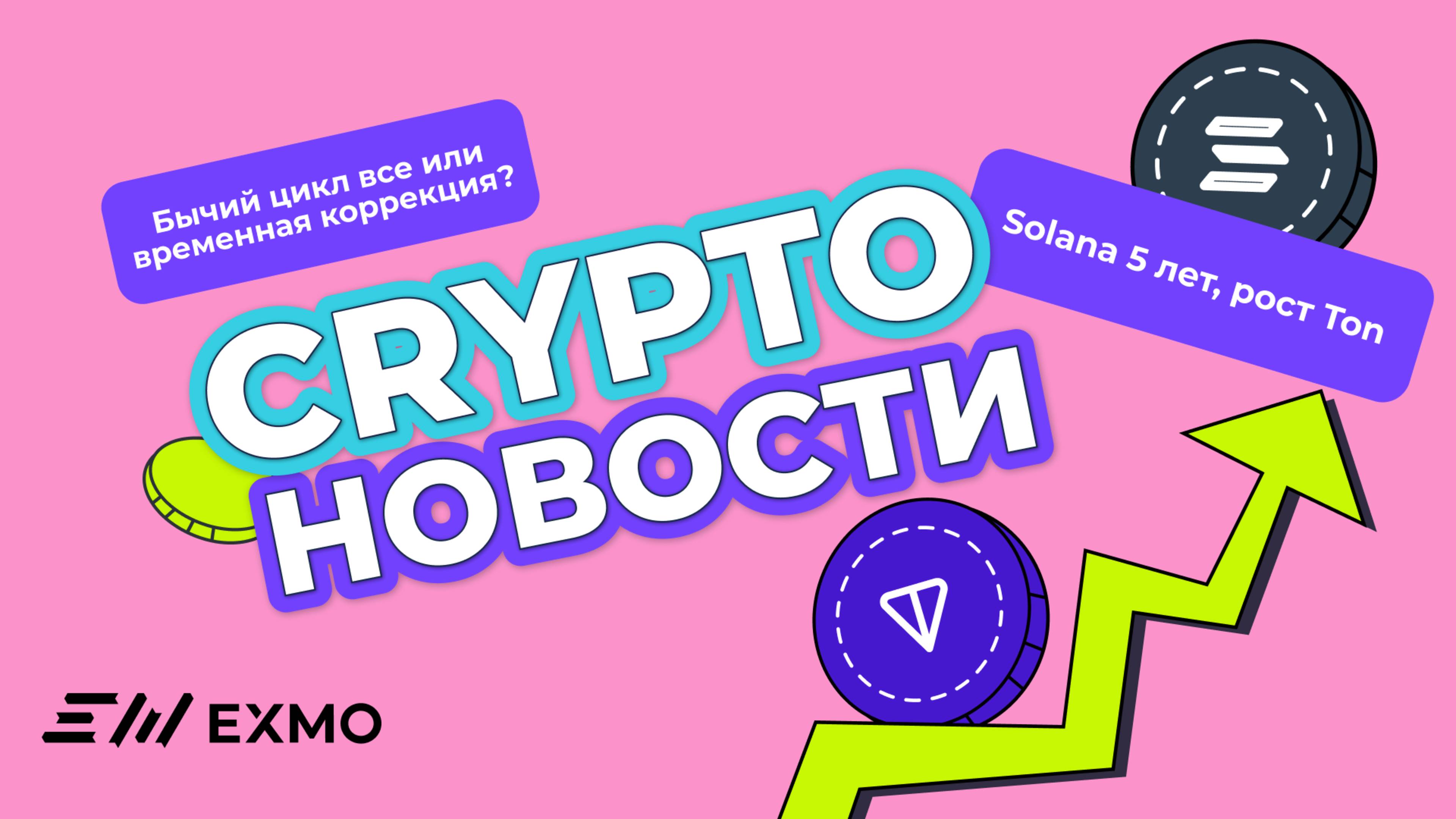 Бычий цикл все или временная коррекция? Solana 5 лет, Дуров и рост TON | Криптоновостей EXMO.me
