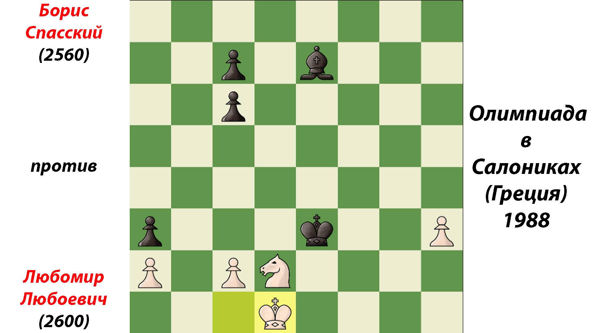 Борис Спасский против Любомира Любоевича, Олимпиада в Салониках (Греция), 1988.