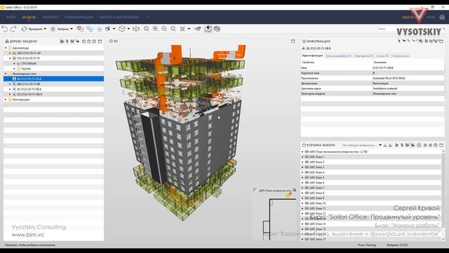 [Курс «Solibri Office»] Корзина выбора, выделение и фильтрация элементов