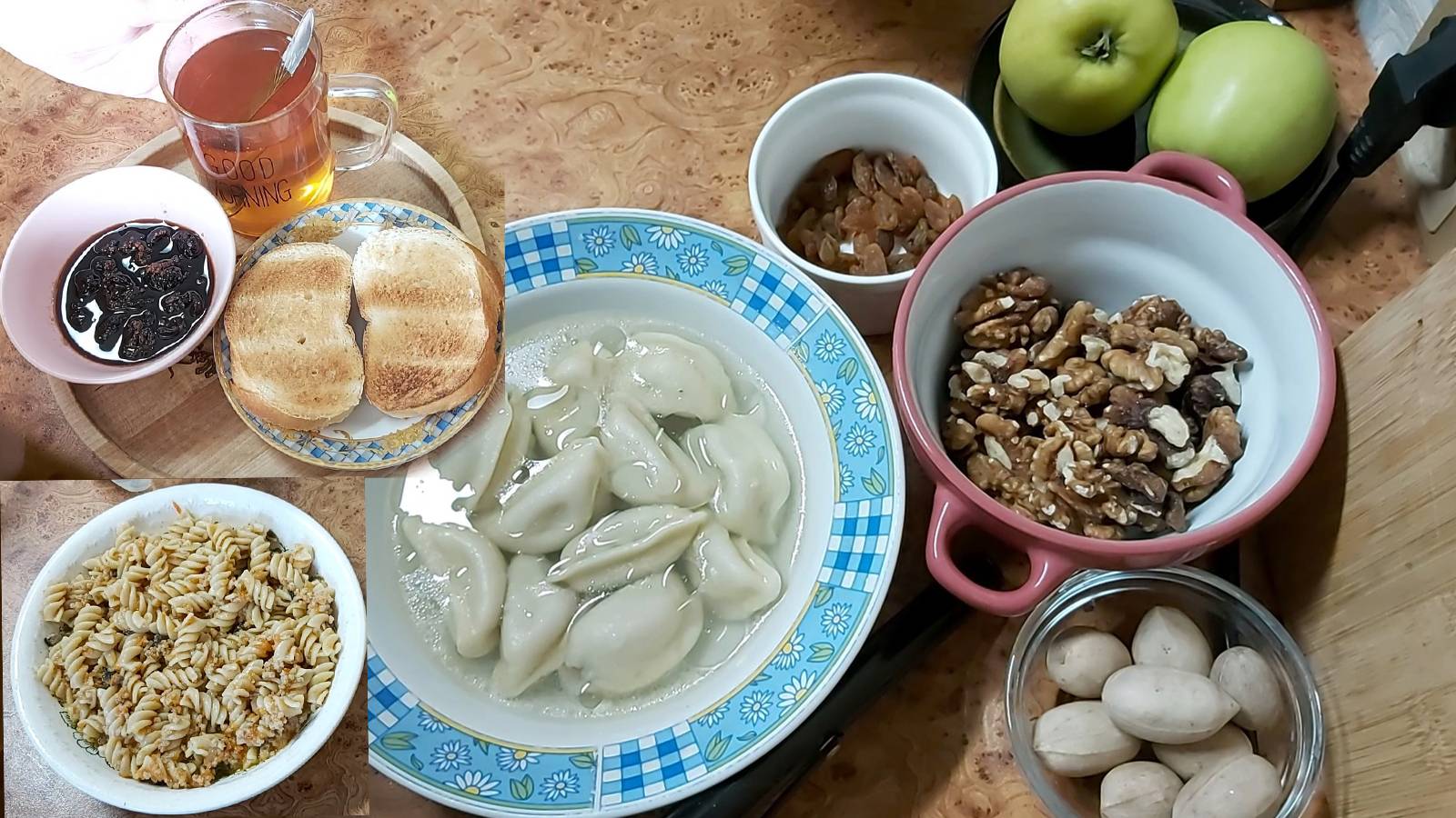 Мой пост, день 18~й. Чаевничаю~кофейничаю целый день. Макароны с подливкой. Вареники. Доедалки.