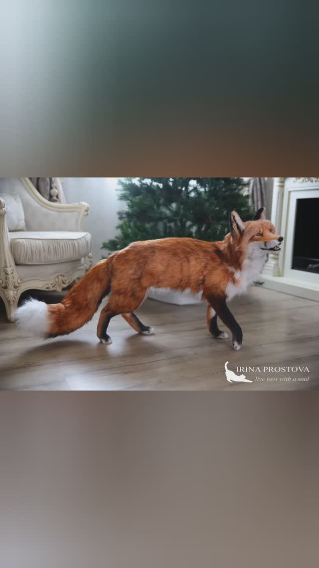 Лиса реалистичная мягкая подвижная игрушка