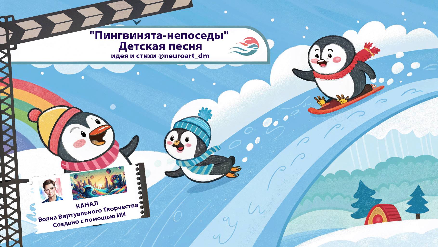 Пингвинята-непоседы 🐧 Детская песня мультфильм - клип про весёлых пингвинов!