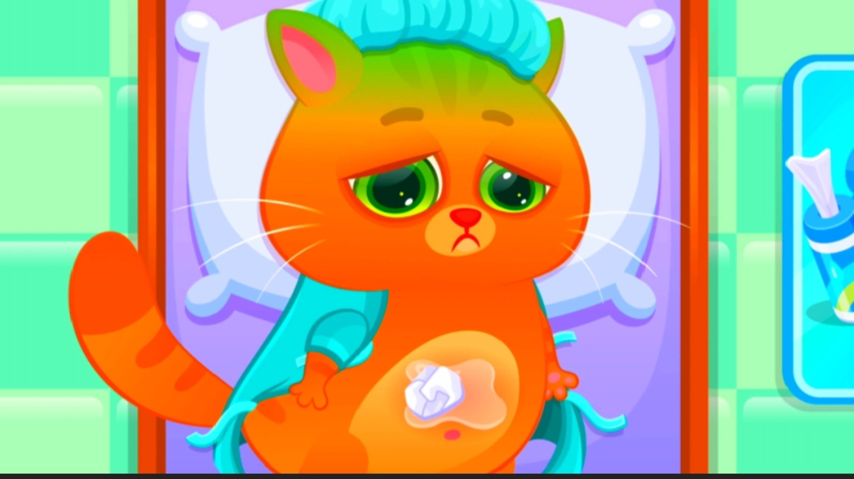 Лечим Котику Бубу желудок, купаем его, играем / Игровой развивающий мультфильм для детей/ Видео