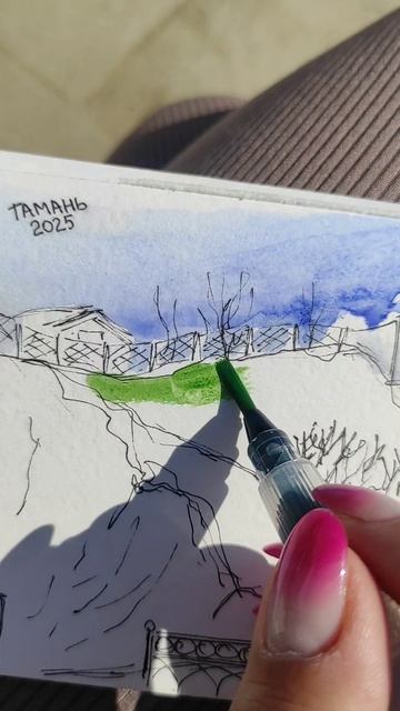 Тамань в акварели: спуск к новой набережной