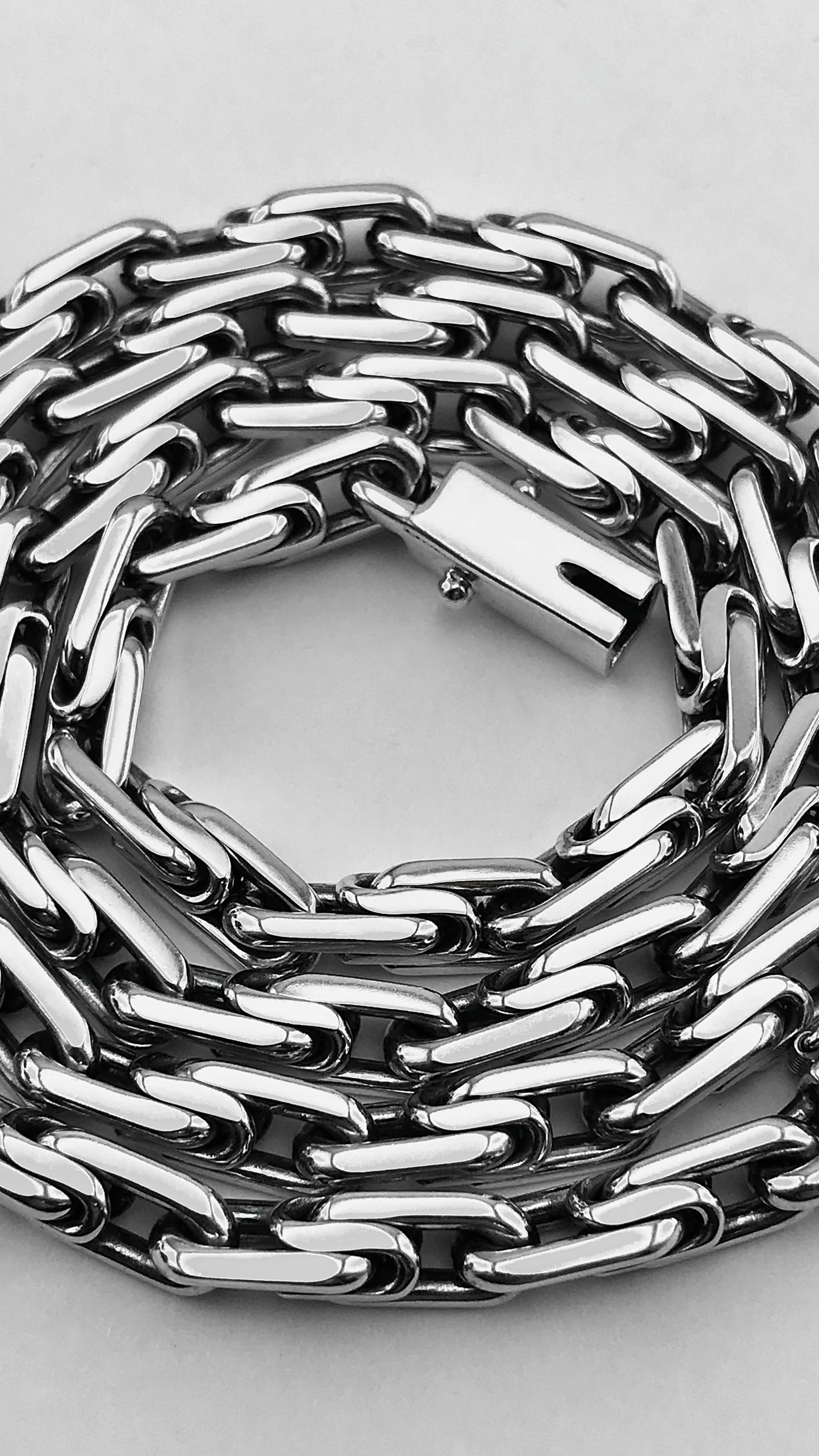 Серебряная цепь Московский бит, ширина 7,8 мм. 50, 55, 60, 65 см. Замок-коробка.