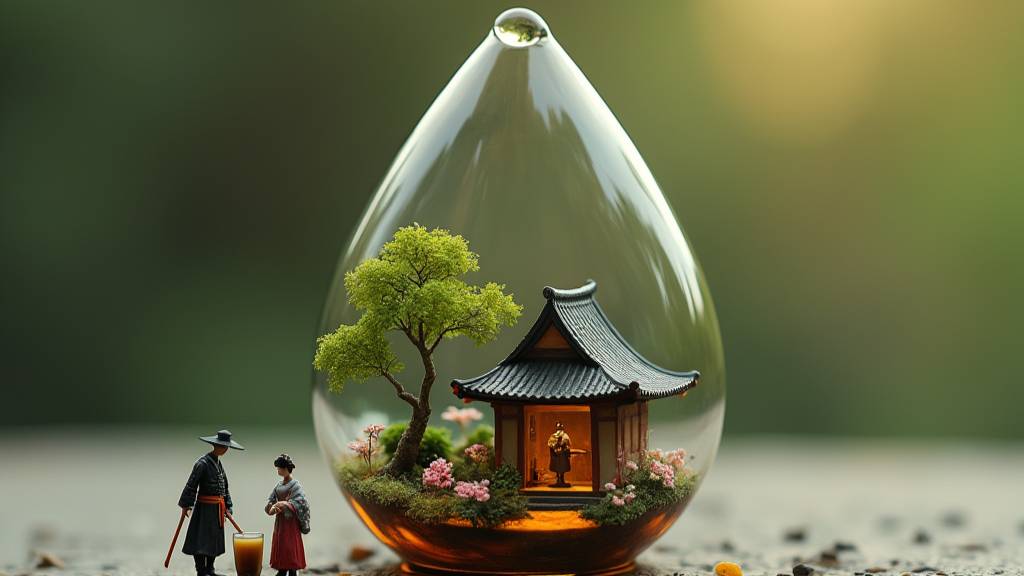 Трендовое видео с маленькими человечками . Чайная церемония в капле воды