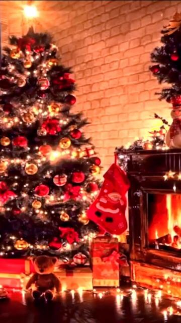 Merry Christmas by the fireplace for relaxing