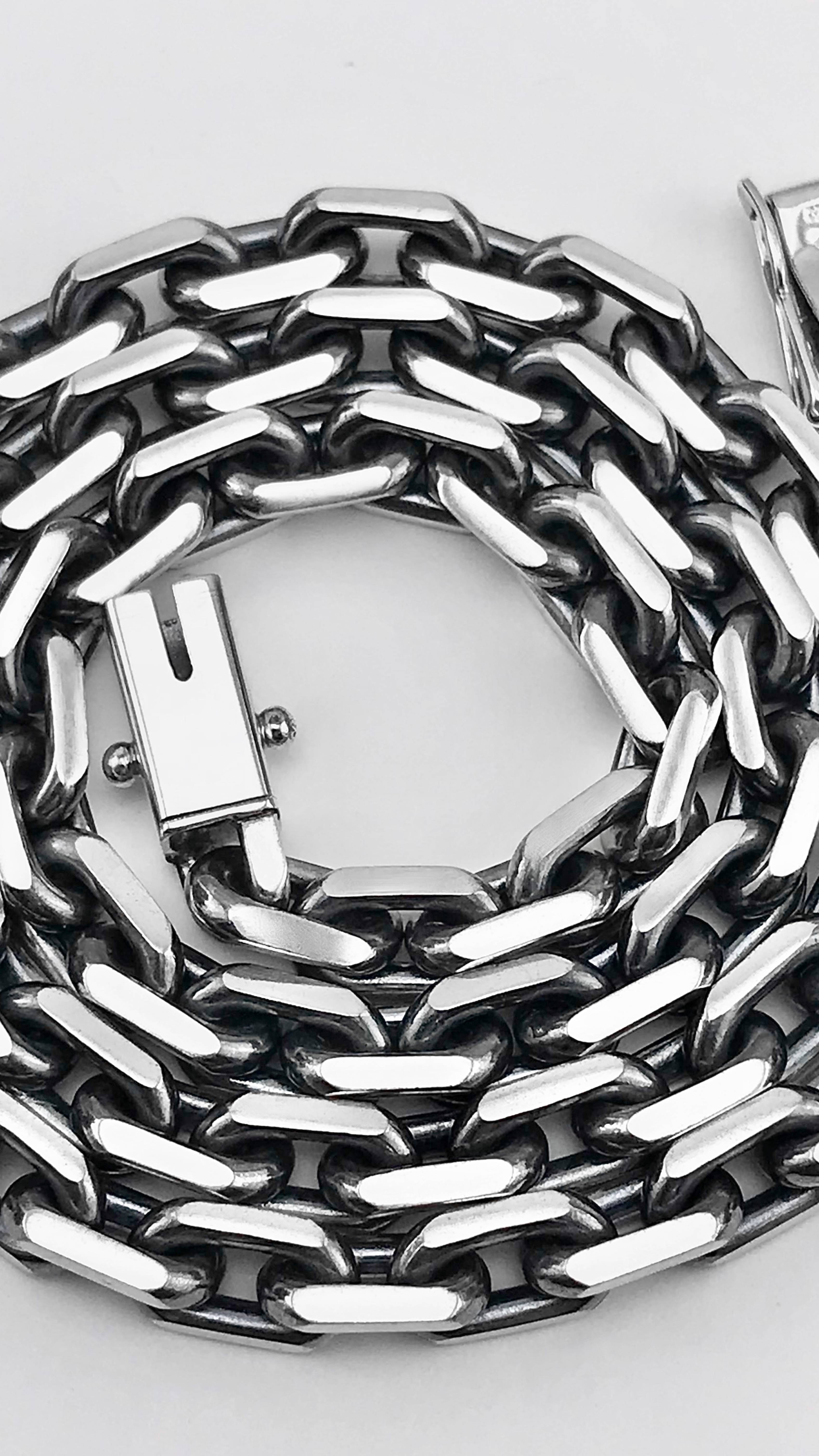 Серебряная Якорная цепь (якорь), ширина 9,2 мм. 50, 55, 60, 65 см. Замок-коробка.