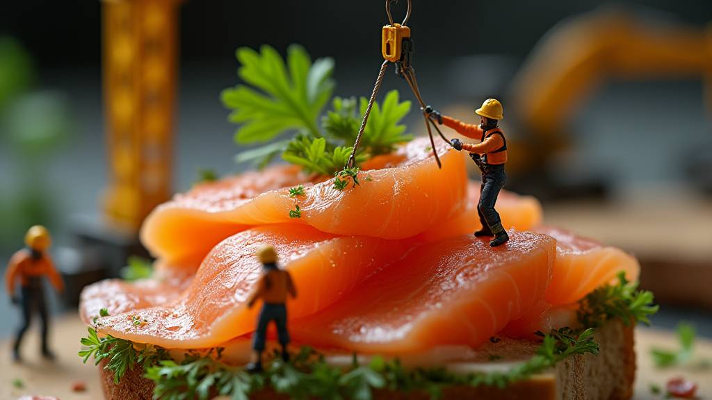 Трендовое видео с маленькими человечками .  Строители и бутерброд с лососем