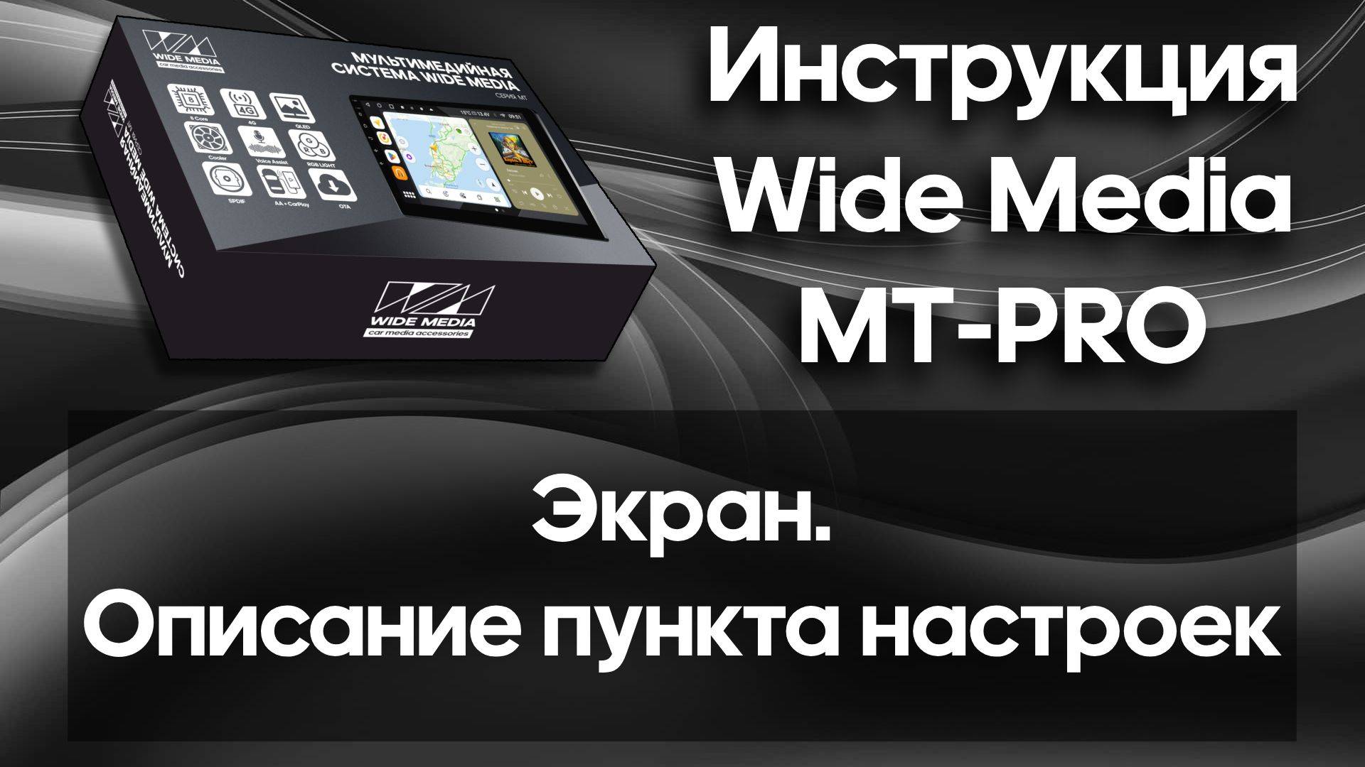 Экран. Описание пункта настроек. Инструкция Wide Media MT-PRO.
