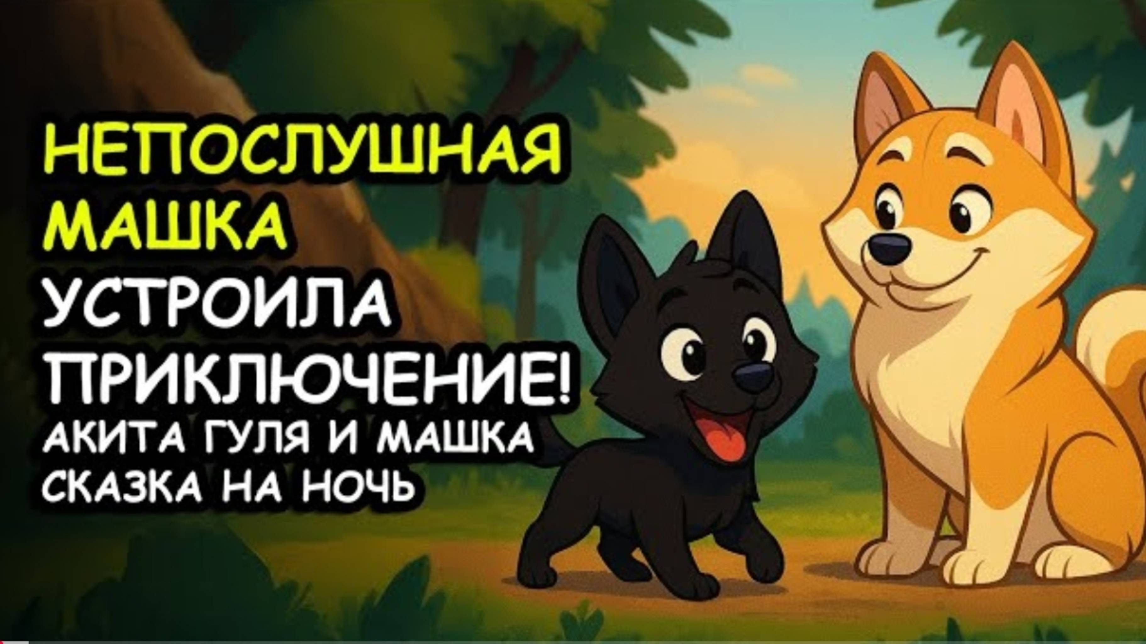 Акита Гуля и её семья – Непослушная Машка! Сказка на ночь| Детские истории про собачек