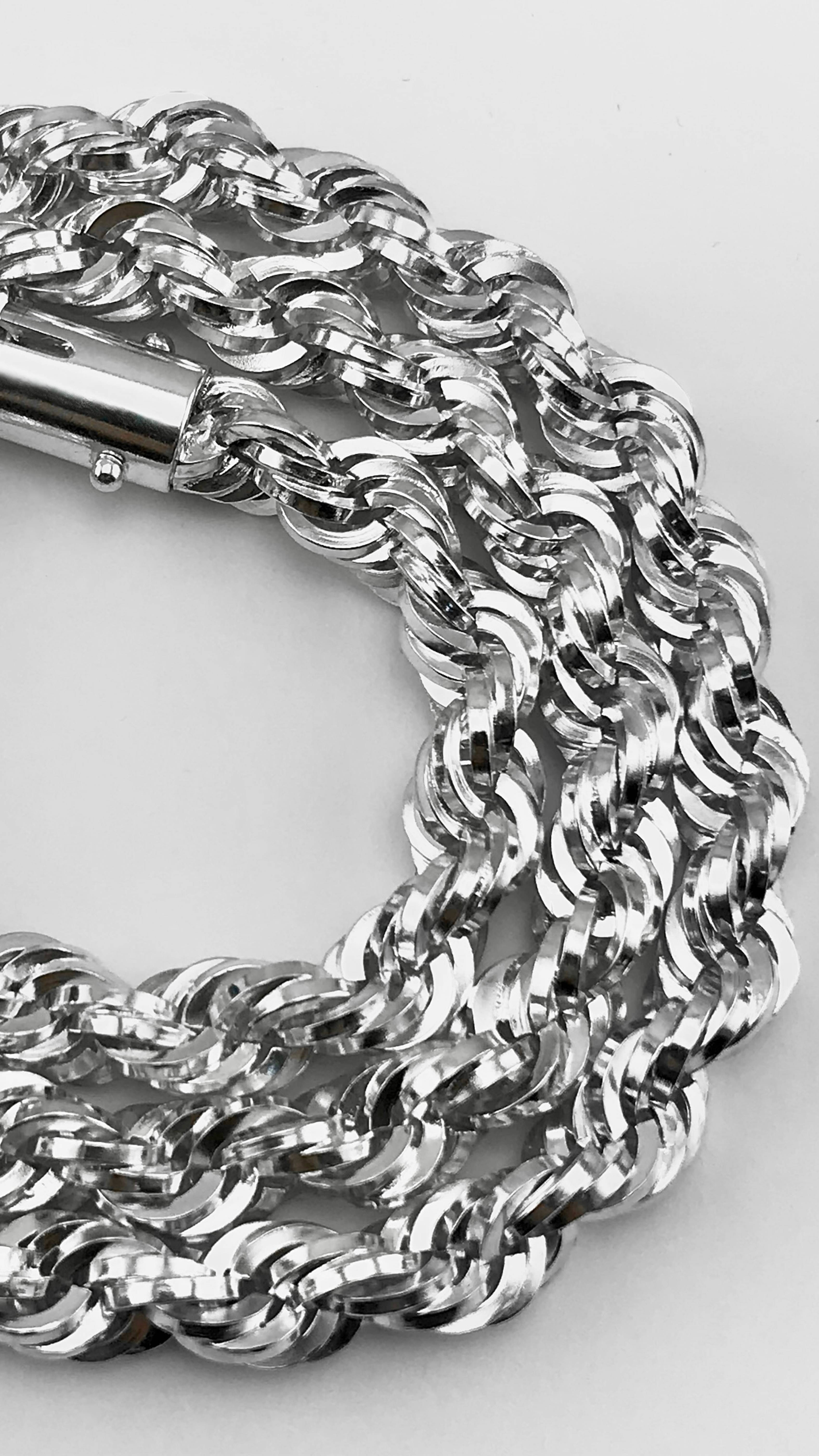 Серебряная цепь Верёвка 925 пробы, ширина 9,7 мм. 50, 55, 60, 65 см. Замок - круглая коробка.