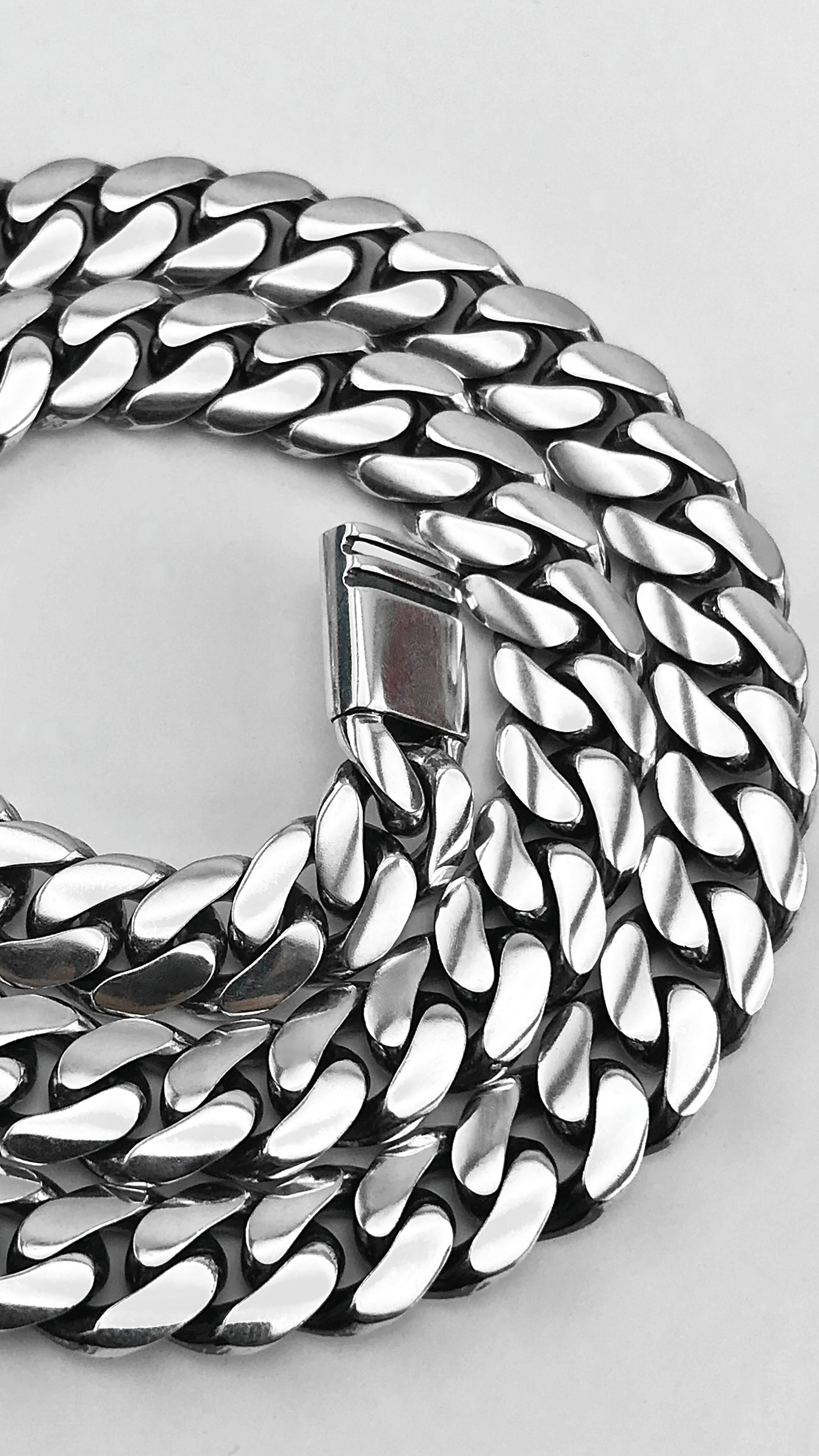 Серебро цепь Панцирь Куба (кубинка), ширина 12,4 мм. 50, 55, 60, 65 см. Замок-коробка «два щелчка».