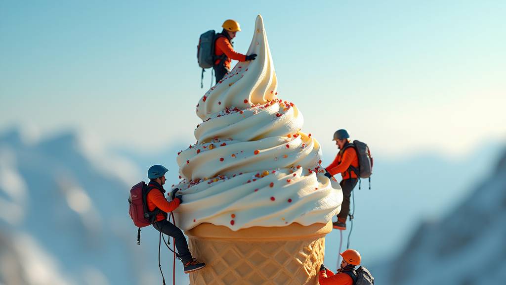 Трендовое видео с маленькими человечками .  Альпинисты и мороженое