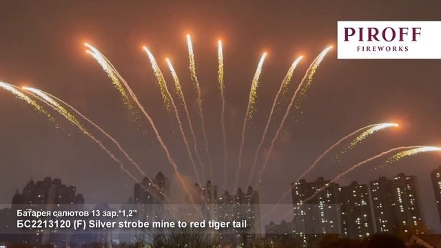 13 зар.*1,2"  (F) Silver strobe mine to red tiger tail, БС2213120