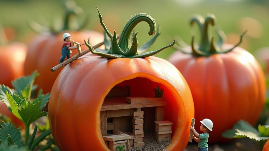 Трендовое видео с маленькими человечками . Строители внутри помидора