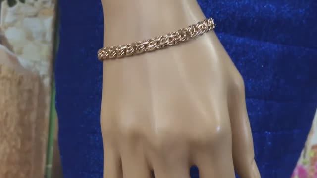 Арт. А0161 Золотой браслет бисмарк 18 см ширина 5,5 мм