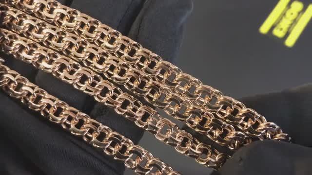 арт. A0222 Золотая цепочка Бисмарк 60 см ширина 8 мм