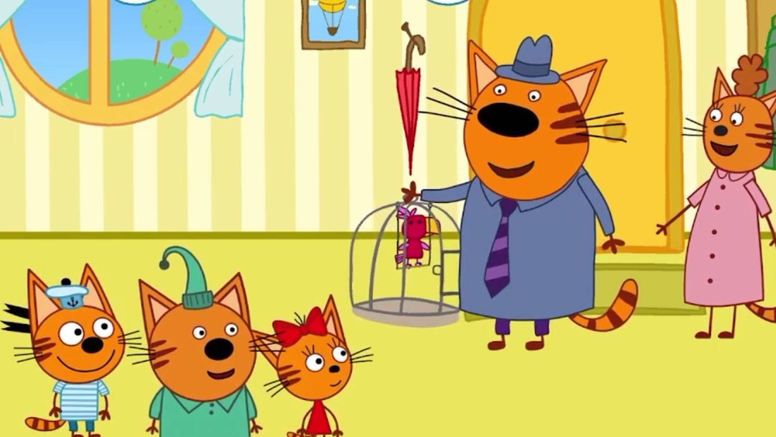 Три кота - домашний питомец и мамино платье. 5 серия. Для детей.