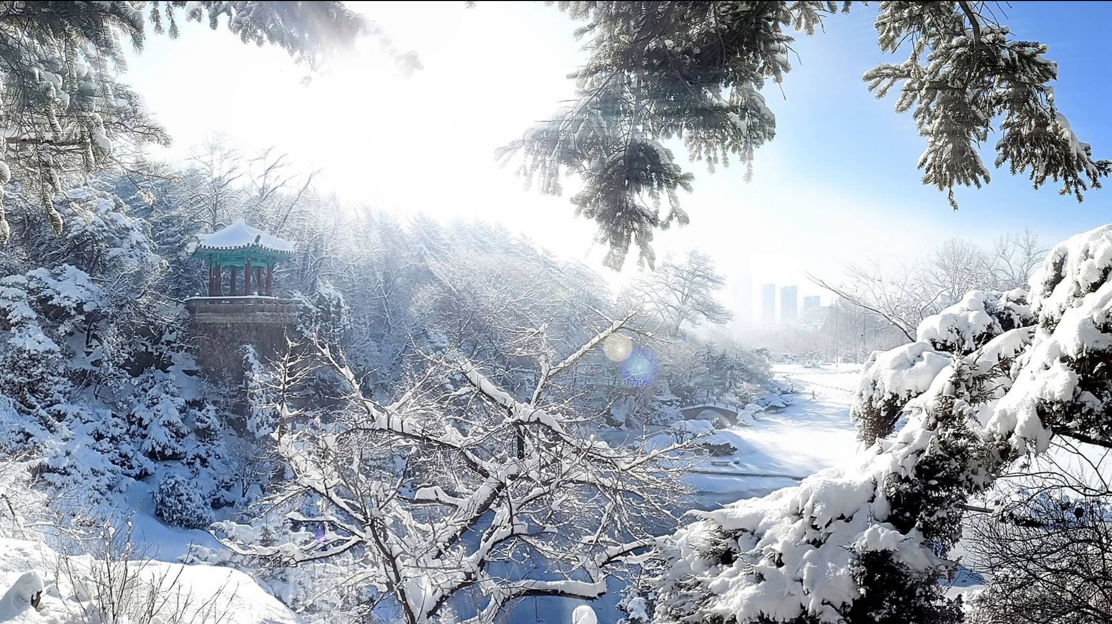 모란봉의 겨울. Моранбон зимой.