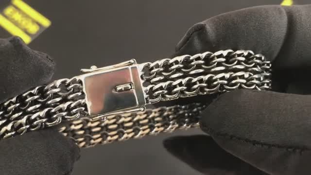 арт. А0218 Серебряный браслет ФЕРДИНАНД, 21 см, ширина 12 мм, с замком коробка.