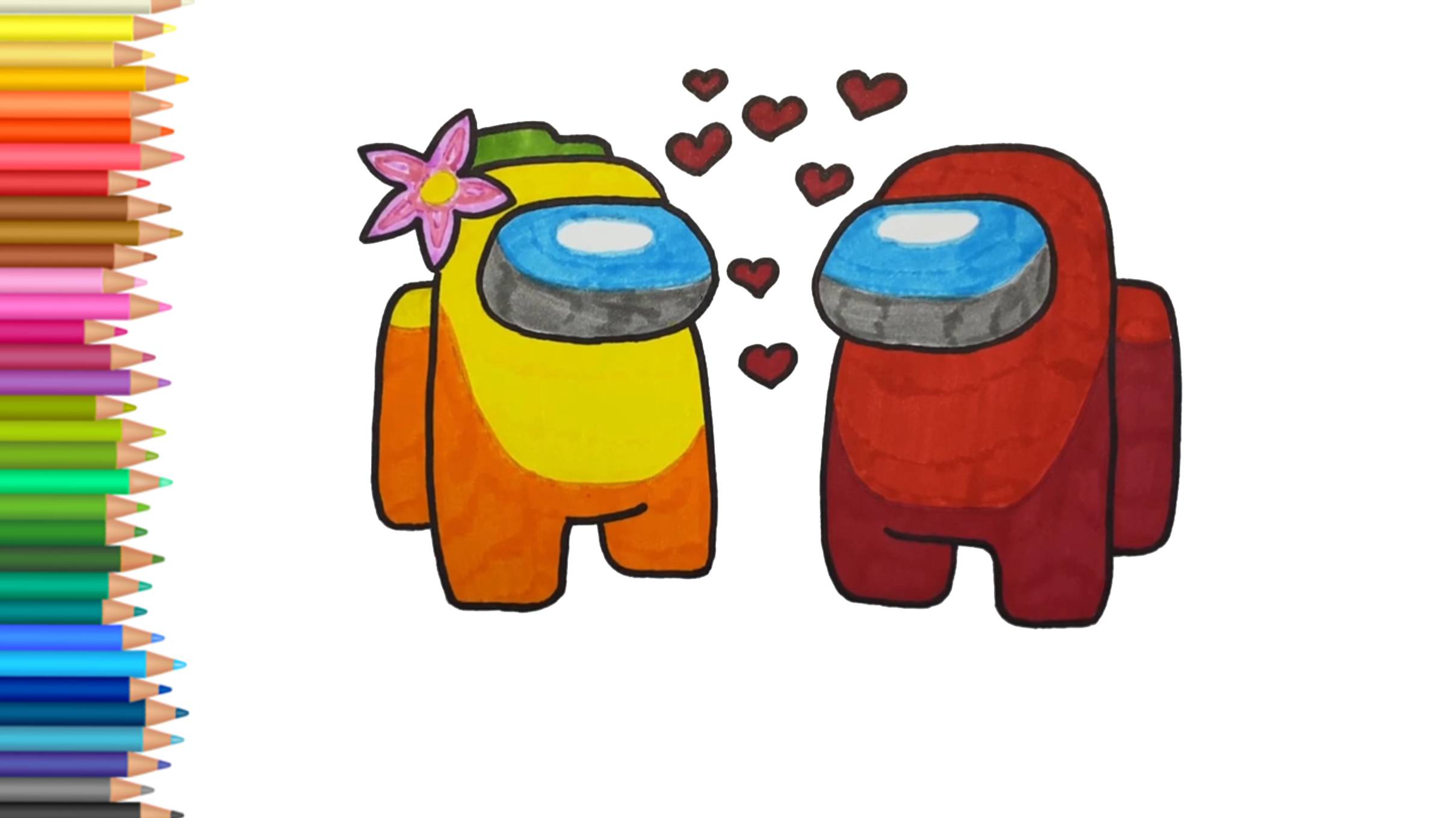 Как нарисовать Амонг Ас влюбленные 🥰
