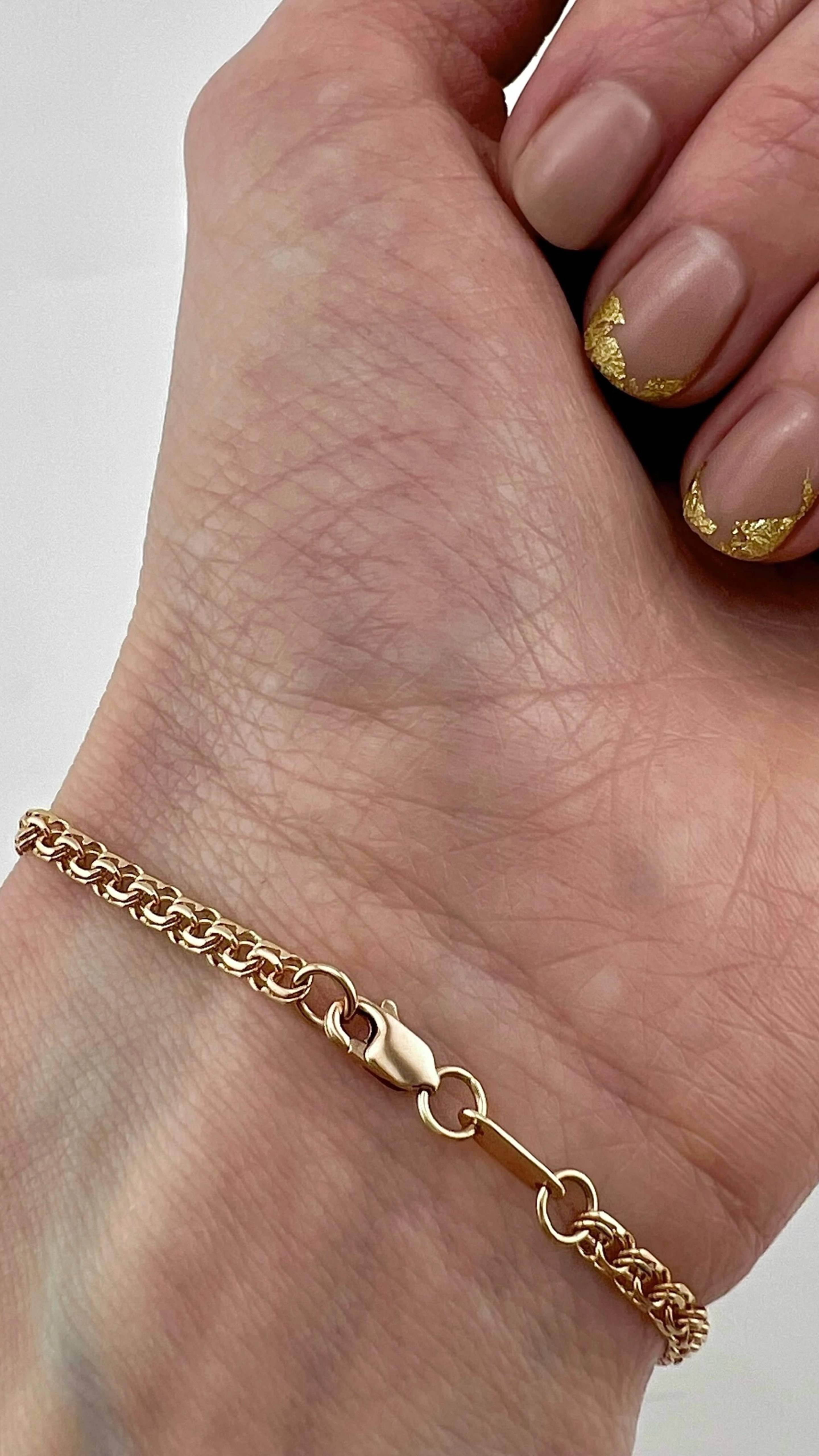 Золотой браслет Бисмарк 4 грамма с замком карабин проба 585