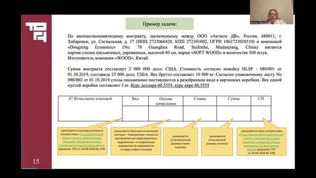 Порядок заполнения таможенной декларации на товары графы 47 | Лектор - Фролова Наталья Сергеевна