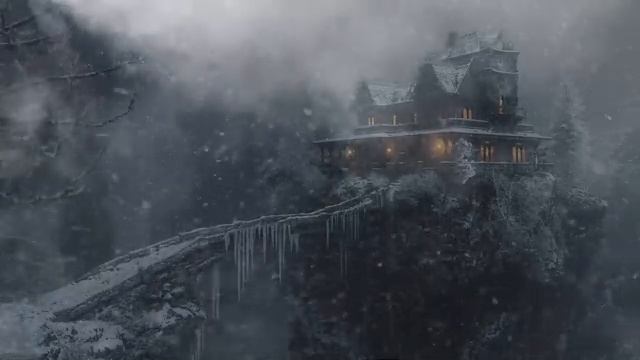 ЗАМОК В СНЕГУ И ХОЛОДНЫЙ ВЕТЕР ЗИМНЕЙ НОЧИ.ЗВУКИ ПРИРОДЫ ПОМОГУТ СНЯТЬ СТРЕСС.