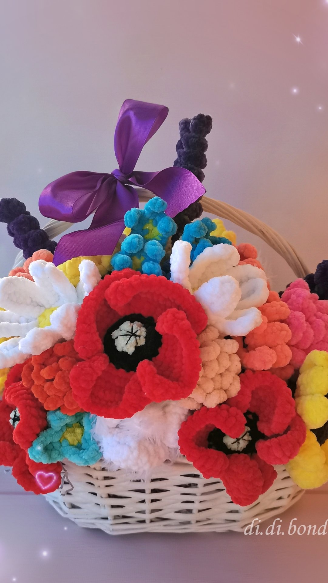 Весенний букет цветов крючком из плюшевой пряжи! 😍🌷🌷🌷🌷🌷#вязание #амигуруми