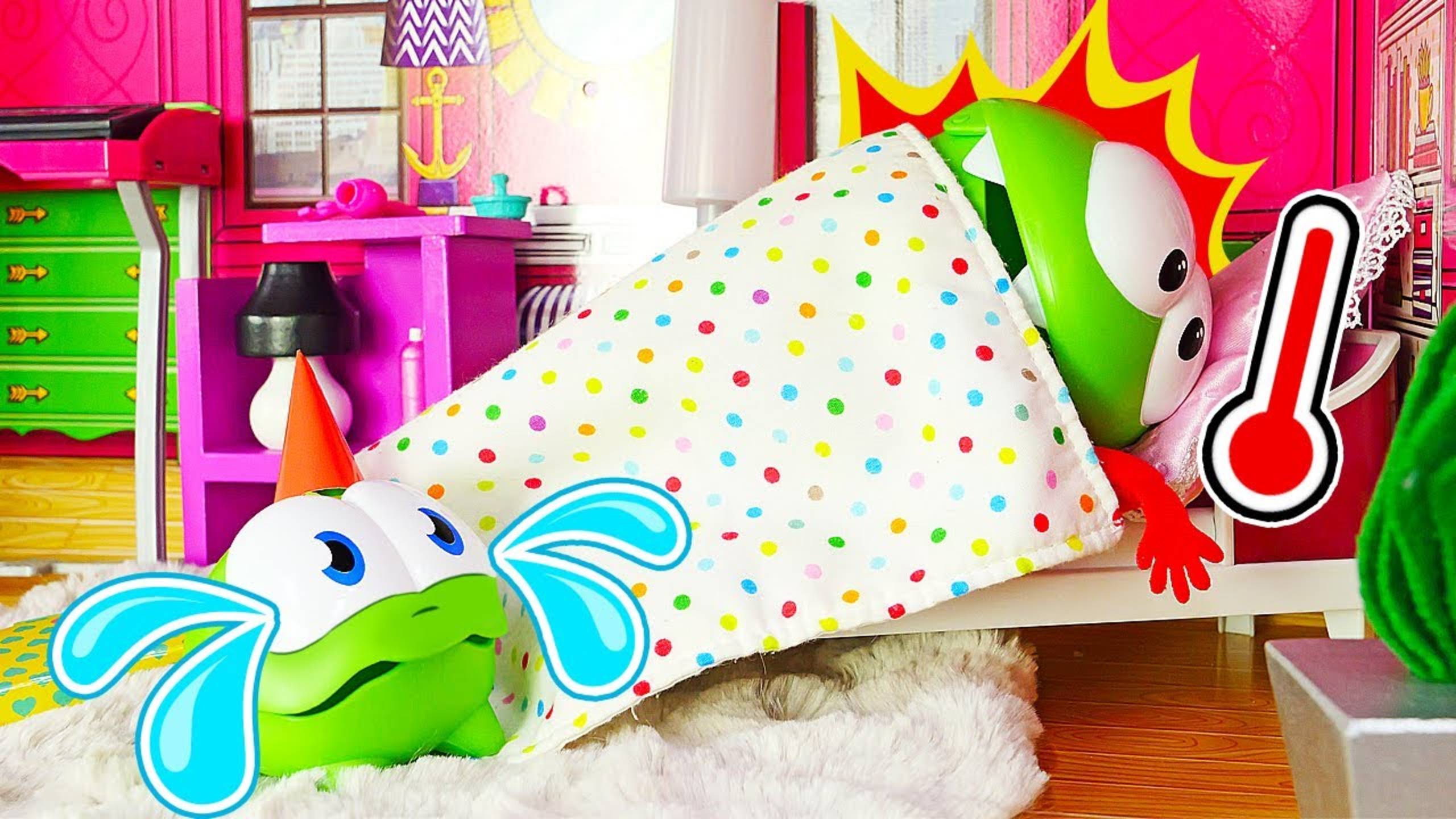 Ам Ням заболел в свой День рождения... Доктор приехал его лечить! Видео про игрушки для детей