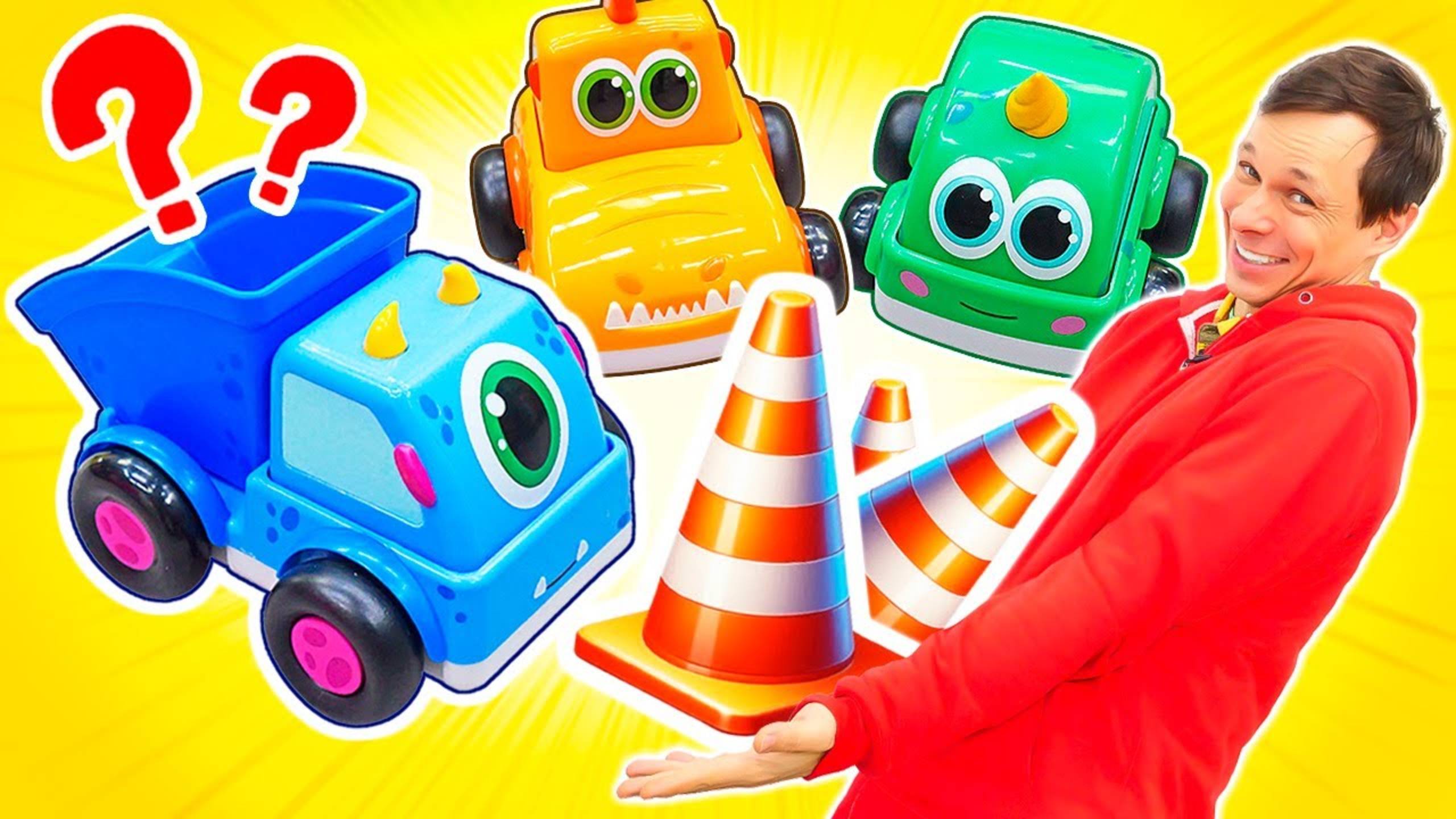 Разноцветные машинки гоняют по ПЛЯЖУ! Видео для детей Машинки Мокас