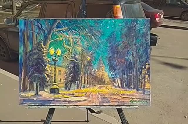 520. Зимний вечер в усадьбе Измайлово 40х60, х.м., 2025