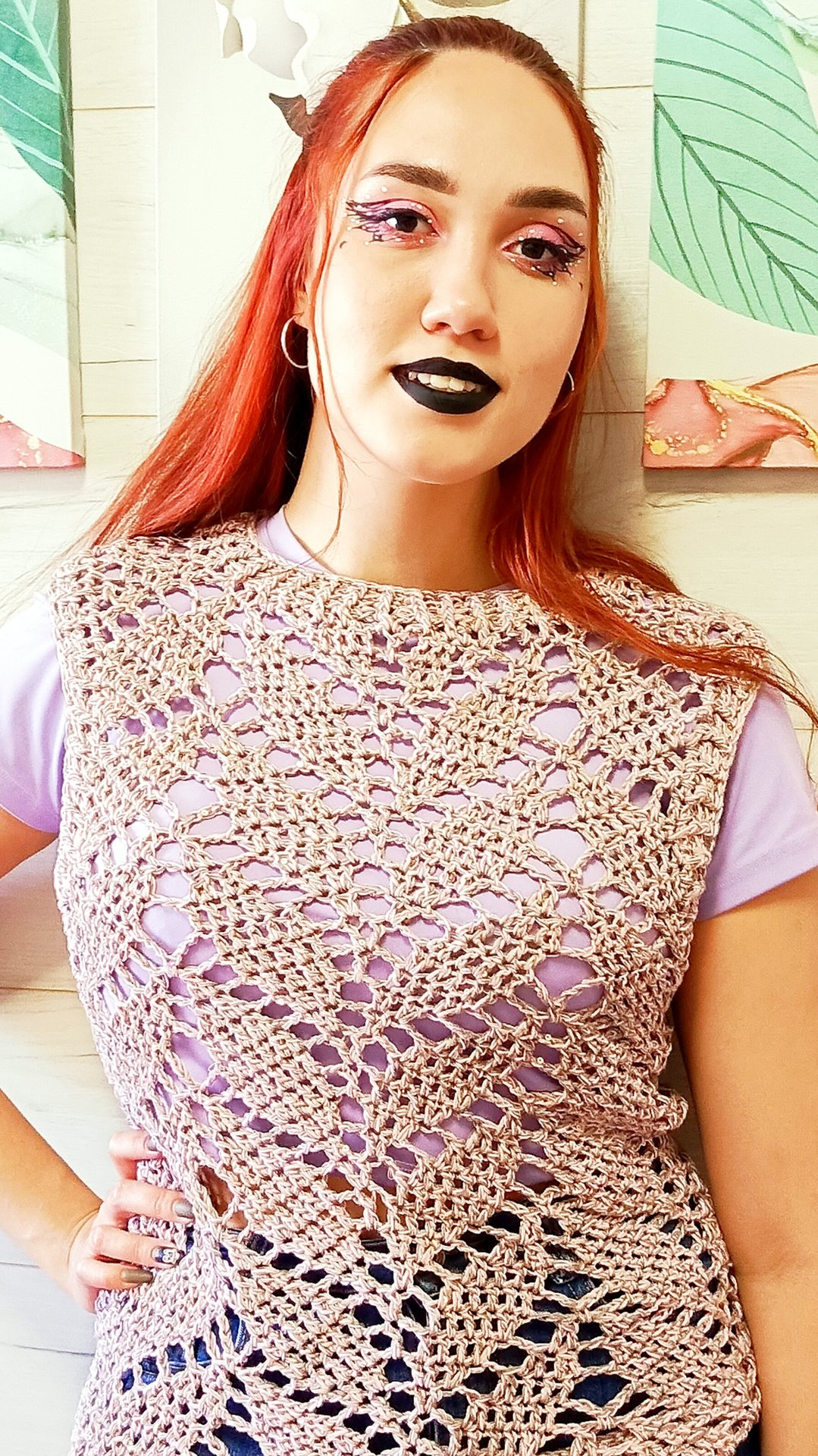 ОБЗОР Летний хлопковый топ с крупными листьями как у Брунелло Кучинелли крючком