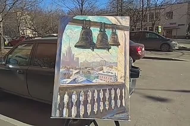 524. В ожидании праздничного звона над Москвой 70х50, х.м., 2025