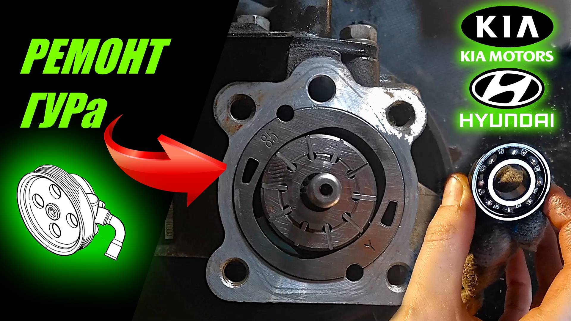 РЕМОНТ НАСОСА ГУРа И ЗАМЕНА ПОДШИПНИКА НА ХЕНДАЙ СОЛЯРИС И КИА