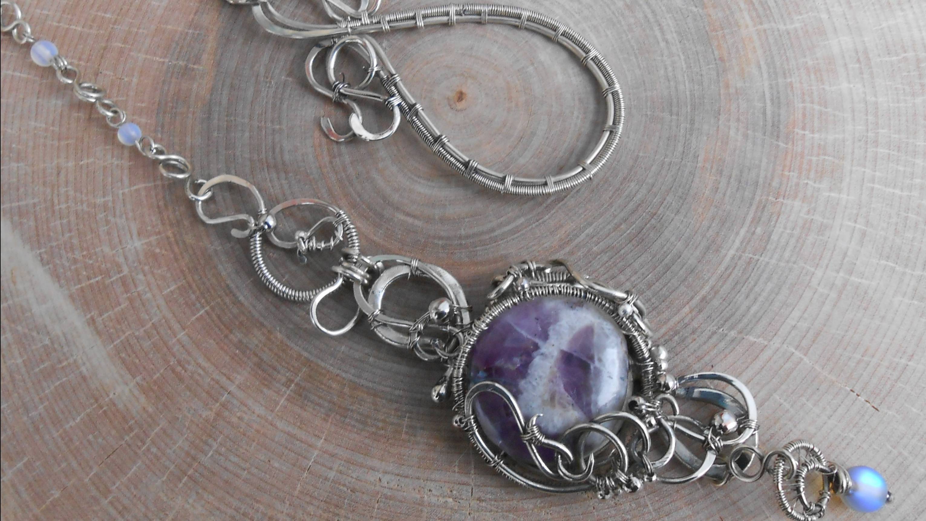 Колье Петля с лабрадоритами процесс