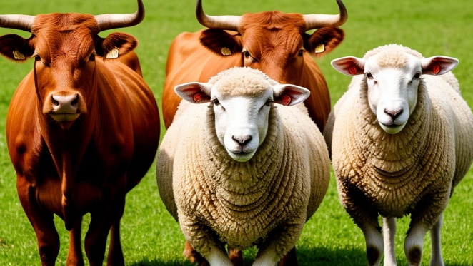 Три  быка и два барана.