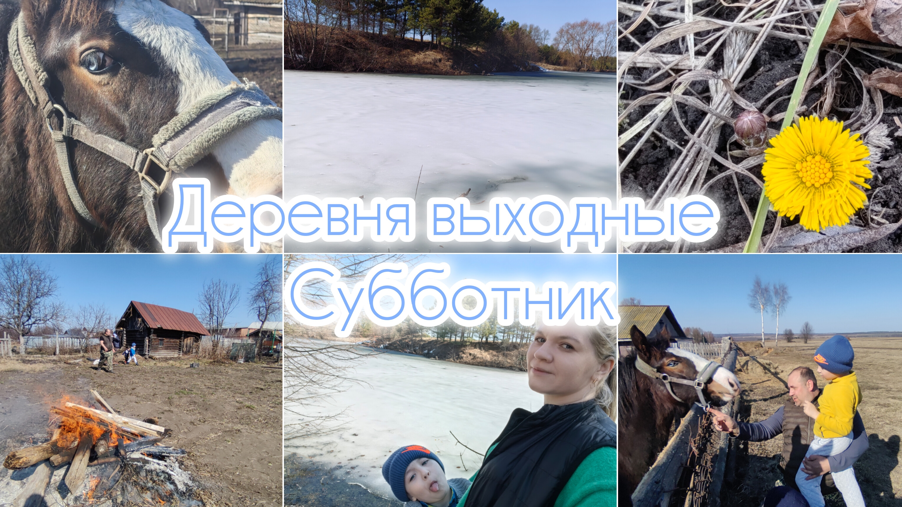 ВЕСНАв деревне/СУББОТНИК/лошадки/весна