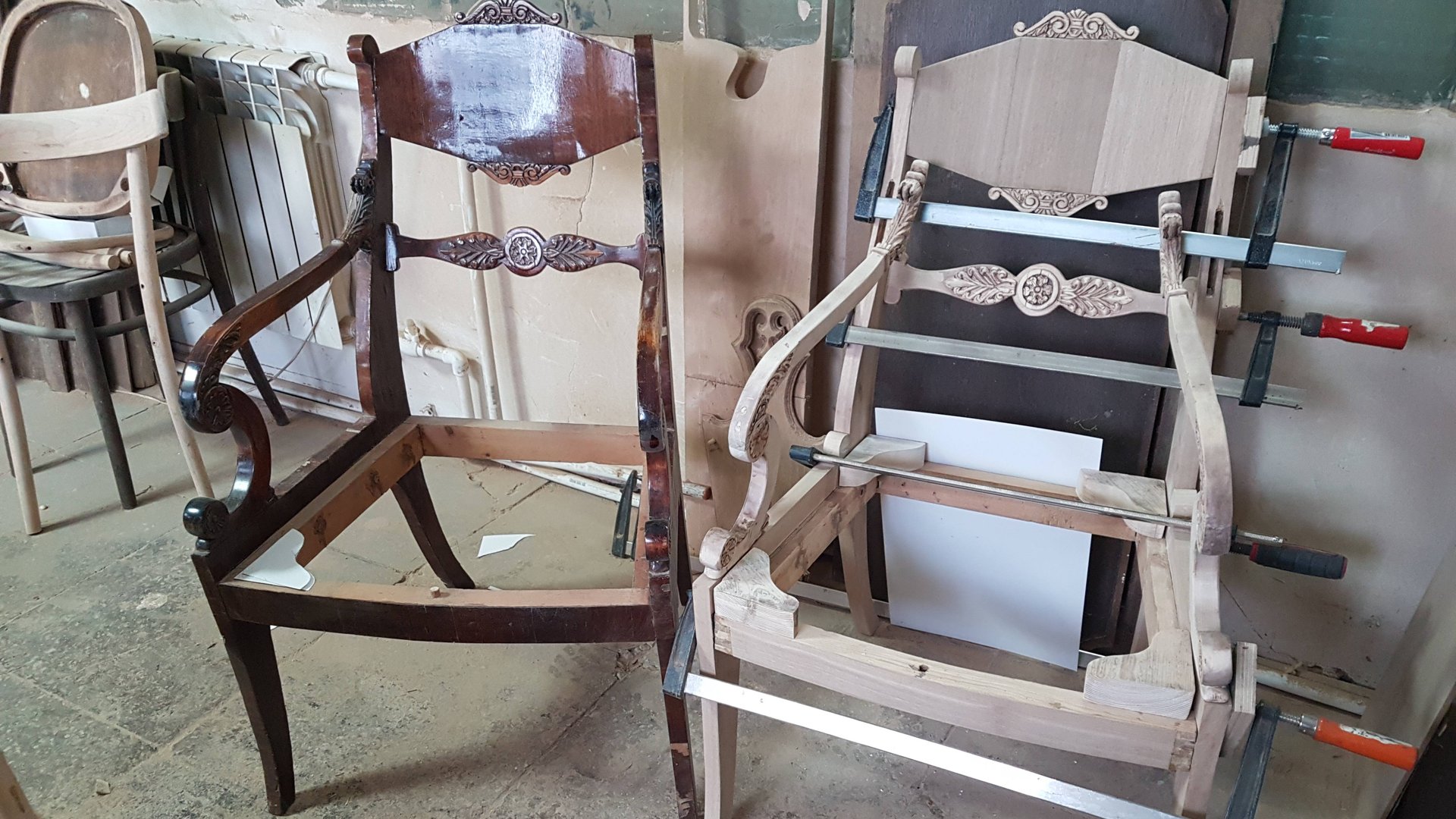 Реставрация с модификацией 2-х кресел кустарного производства. Ч.2