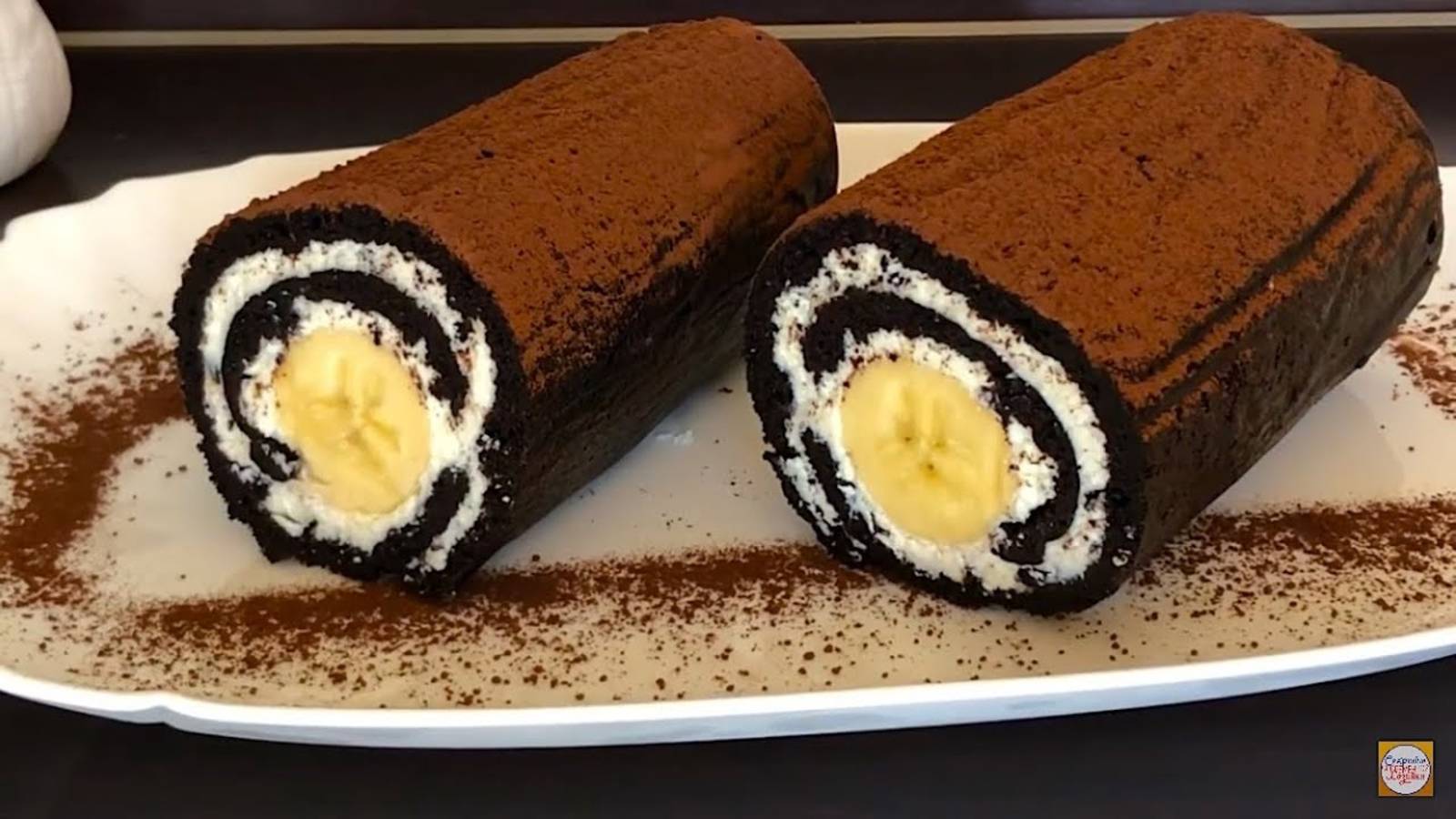 Любимый БИСКВИТНЫЙ РУЛЕТ с БАНАНОМ моей Мамы !!! Готовим БЕЗ МУКИ !!!