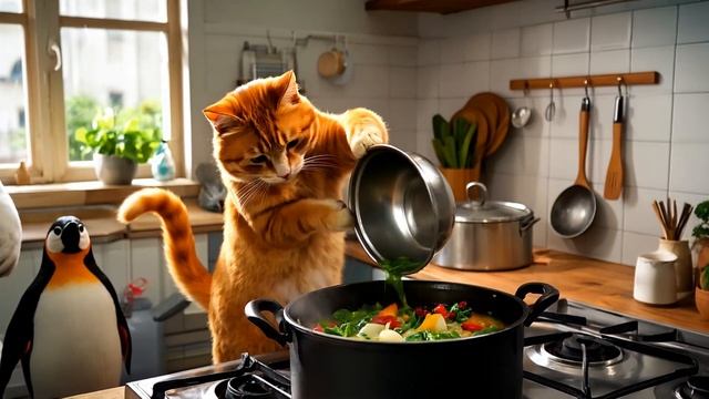 09 Кот и пингвин