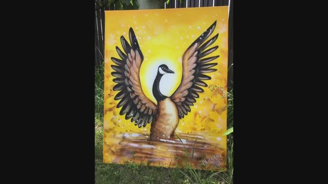 Canadian goose, painting process