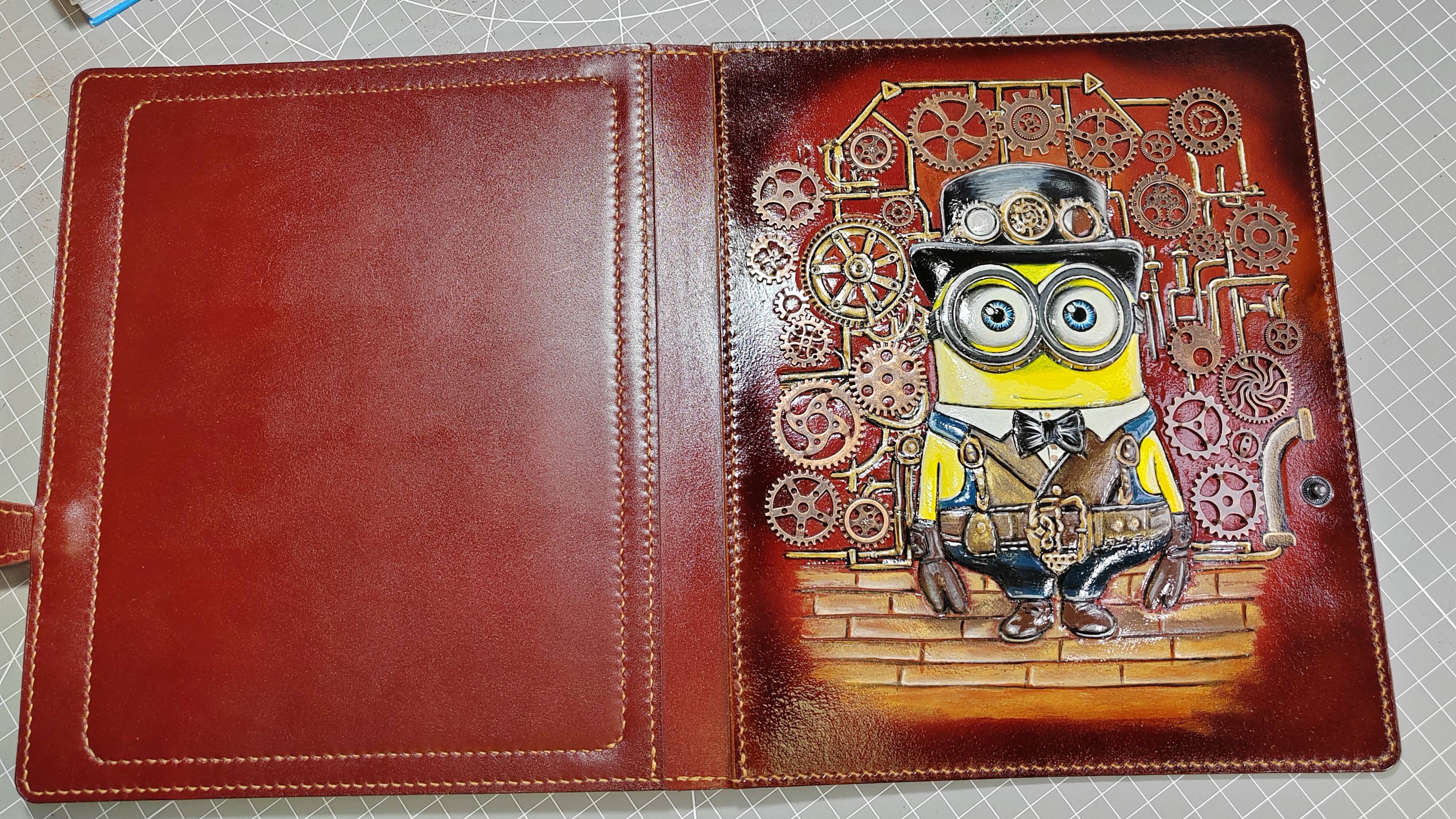 Чехол-книжка для электронной книги, в стили стимпанк. Изделия из кожи. СКСтиль. Видео обзор: Миньон